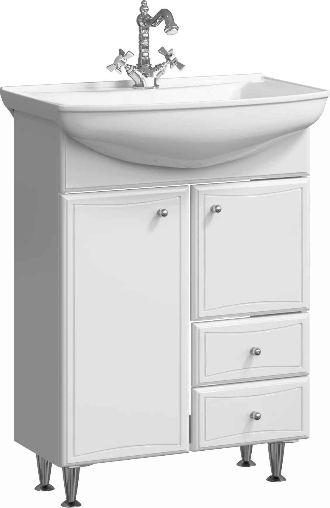 Тумба с раковиной «Aqwella» Barcelona 65 (Стиль 65) с корзиной белая купить с доставкой по ...