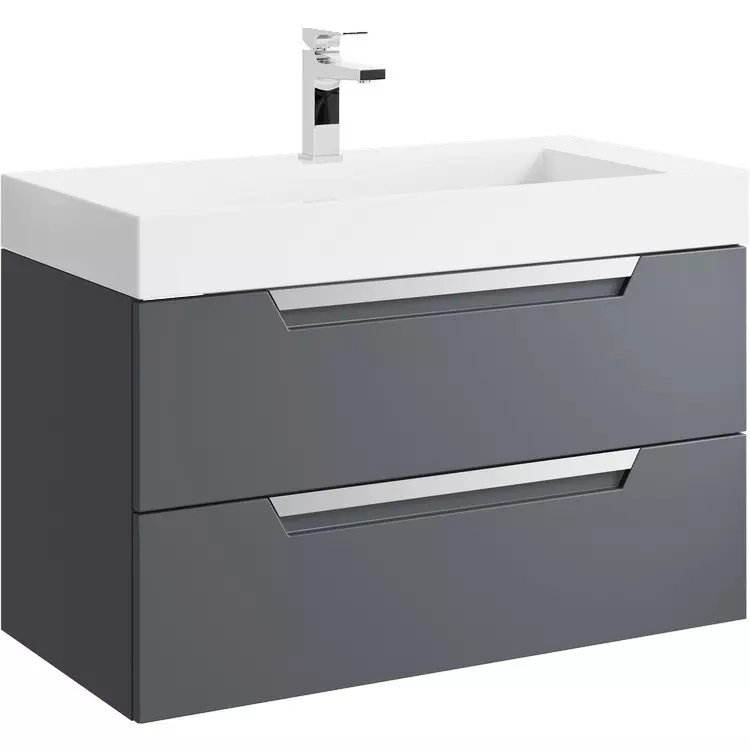 Тумба с раковиной «Aqwella» Cube 90 (Toledo 90) подвесная серая купить по выгодной цене в Москве ...