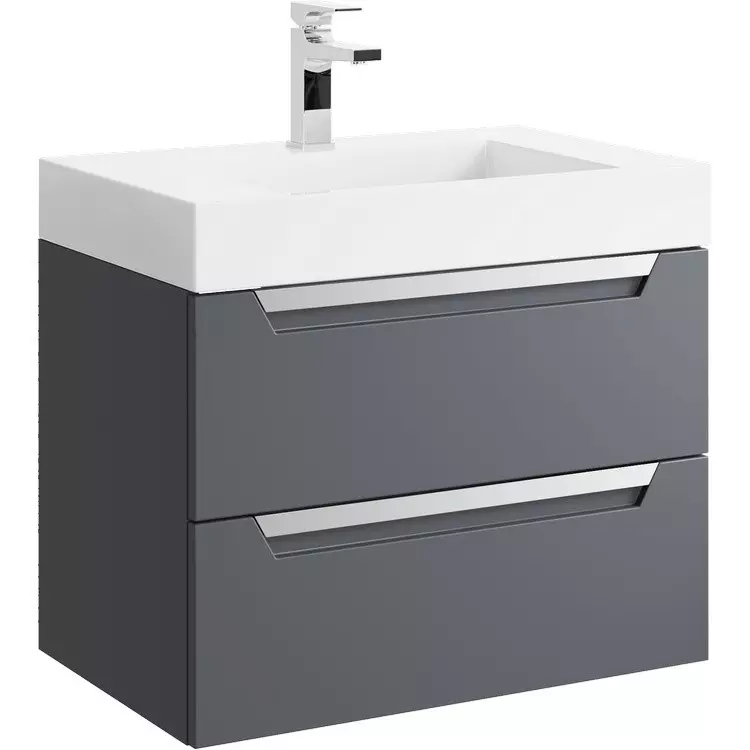 Тумба с раковиной «Aqwella» Cube 70 (Toledo 70) подвесная серая купить по выгодной цене в Москве ...