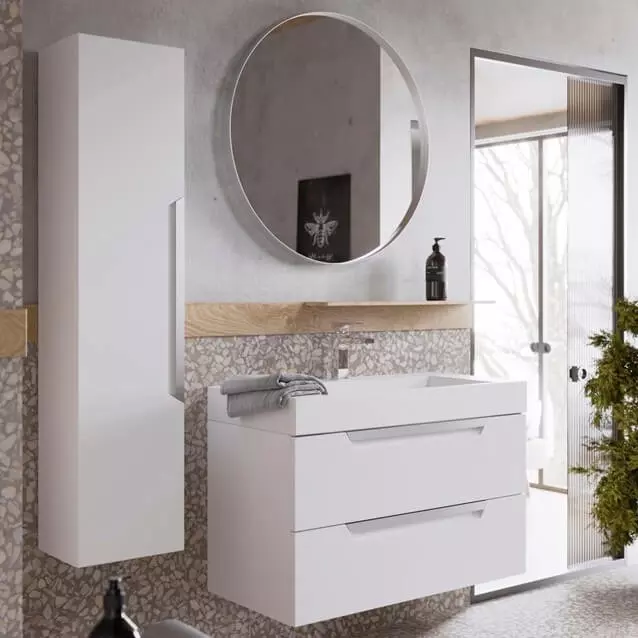 Мебель для ванной подвесная «Aqwella» Cube 90 белая купить по низкой цене в Москве | Магазин ...